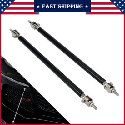 2X Black Adjustable Front Bumper Lip Splitter Spoiler Strut Rod Tie ...