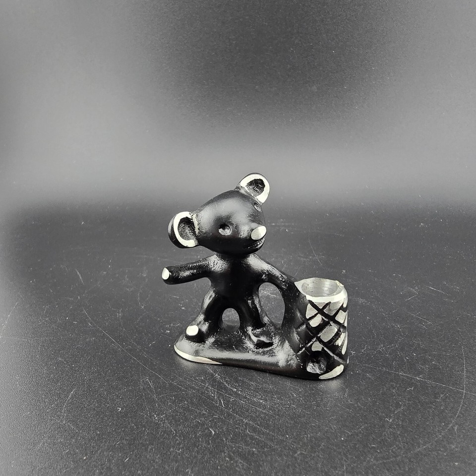 Walter Bosse GERMANY Metal Bear Candle Pen Holder Small Black and ...