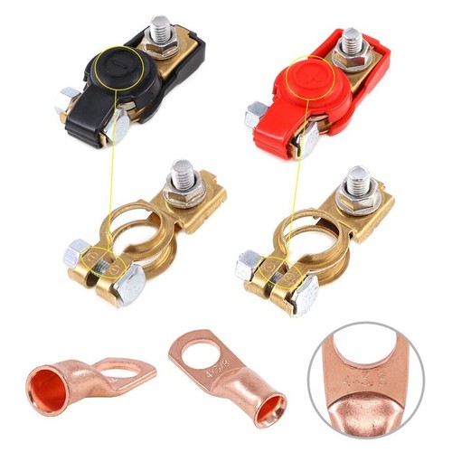 8pcs Copper Battery Connectors Minus and Plus Pole Terminals Connectors ...