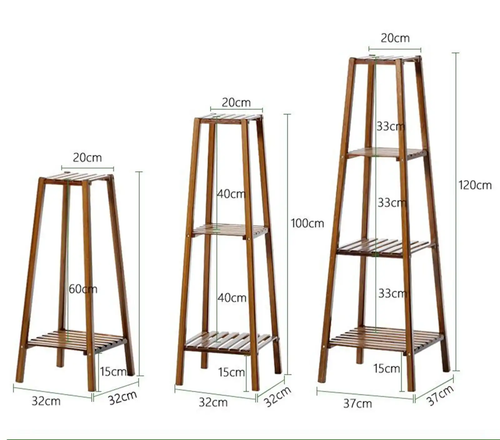 Bamboo 2 Tier Tall Plant Stand Pot Holder Small Space Table Garden ...