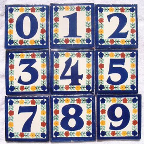 3 House Numbers Tiles 4x4 with Vertical Iron Frame (Provide us your ...