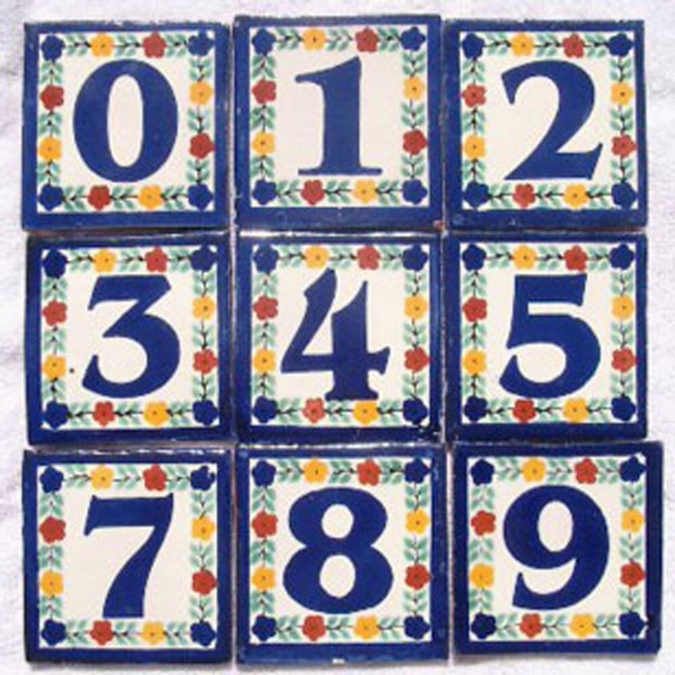 4 House Numbers Tiles 4x4 with Horizontal Iron Frame (Provide us your ...