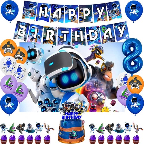 ASTRO BOT Birthday Party Decoration Balloon Banner Backdrop Cake Topper ...