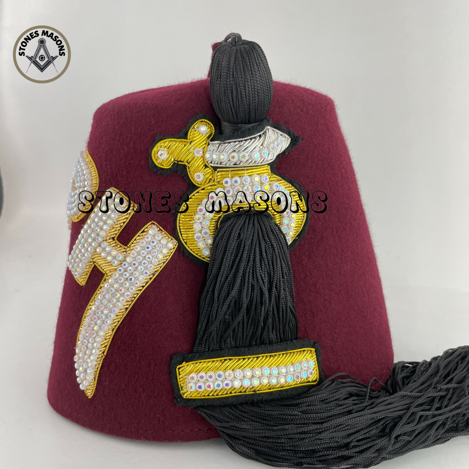 Masonic Shriner Fez Hat Custom Hand Embroidery with Rhinestones Work | eBay