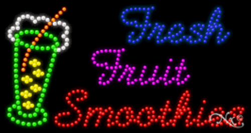 NEW “FRESH FRUIT SMOOTHIES" LOGO 32x17 SOLID & ANIMATED LED SIGN w ...