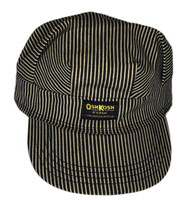 Vintage OSH KOSH Hat Railroad TRAIN CONDUCTOR Striped Made in USA ...