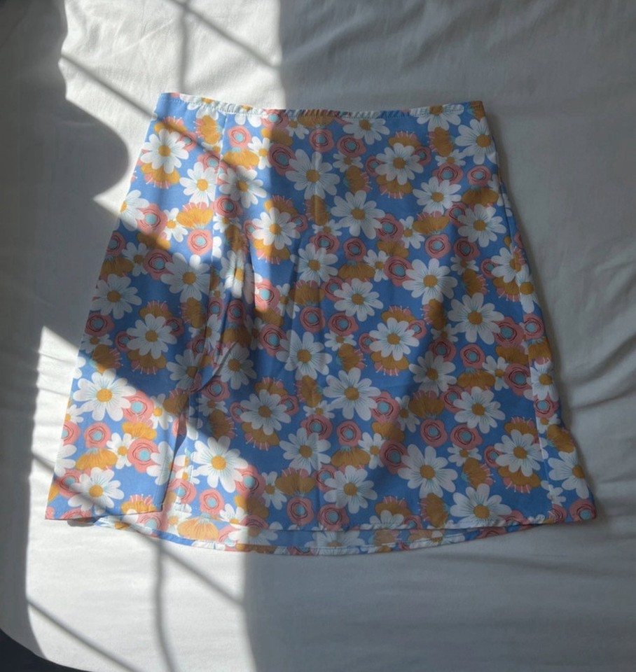 y2k 2000s pastel summer floral split hem mini skirt | eBay UK