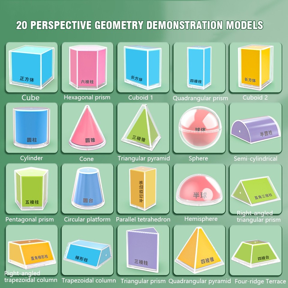 12/16/20 Piece Perspective Solid Geometry Demonstration Model | eBay ...