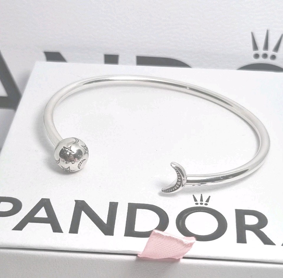 Pandora Limited Edition Moon & Stars Cuff Bangle, Size 2-17.5cm , Box ...