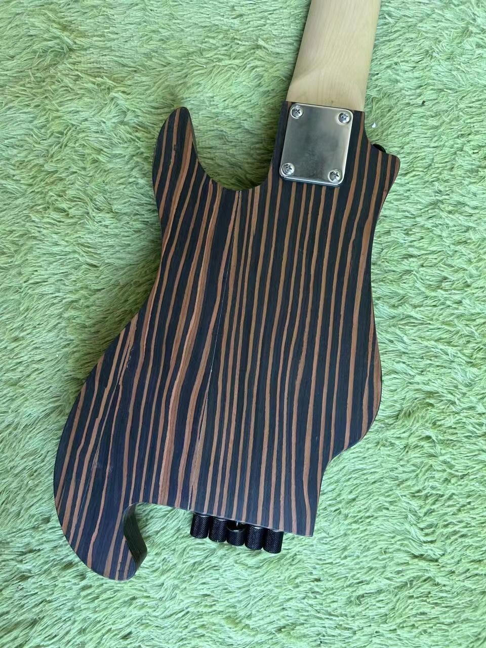 Musoo brand electric bass headless bass zebra wood body 5 string Bass ...