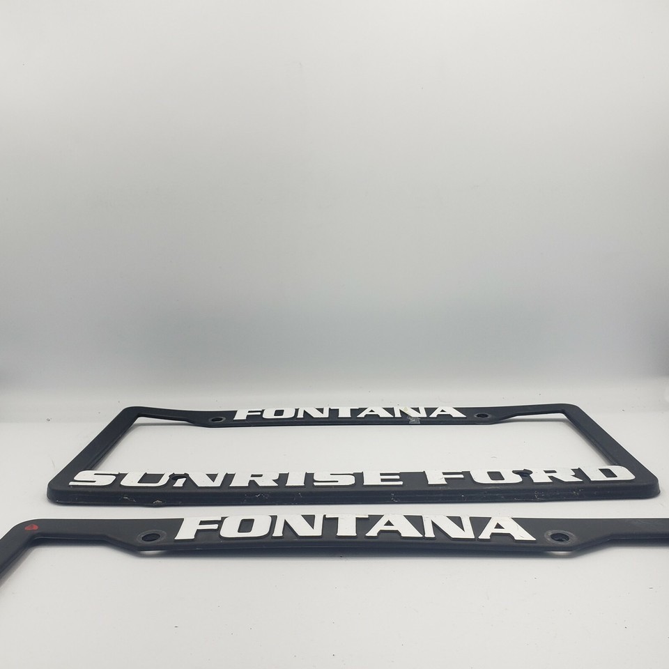2x Fontana Sunrise Ford Black Plastic License Plate Frame Front And ...