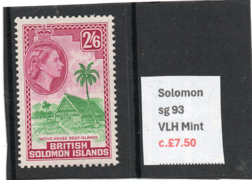 Br. Solomon Isles QE2 1956-63 2s.6d. emerald & bright purple sg 93 VLH ...