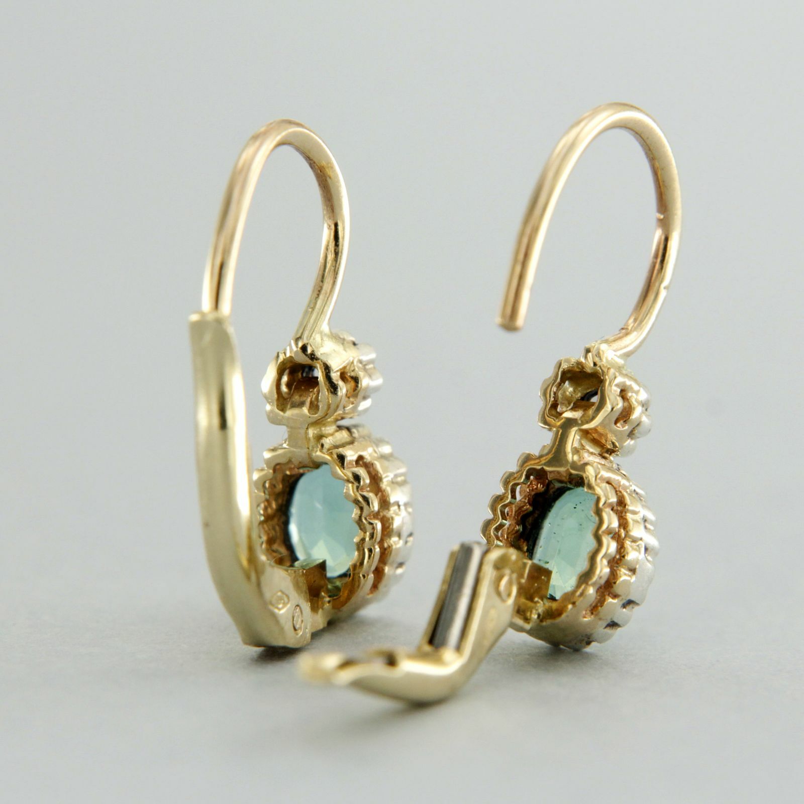 Orecchini Monachella ORO Giallo 14 kt. SMERALDI DIAMANTI stile Antichi ...