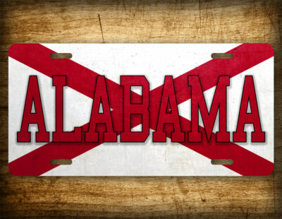 Alabama Flag Text Football License Plate College Silver Auto Tag | eBay