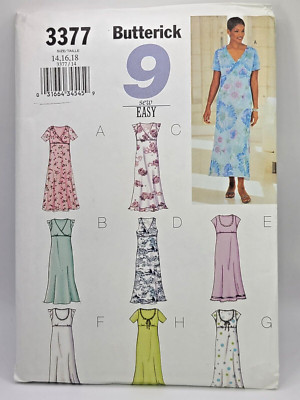 Butterick 9 Sew Easy Pattern 3377 Size 14-16-18 Misses Petite Dress | eBay