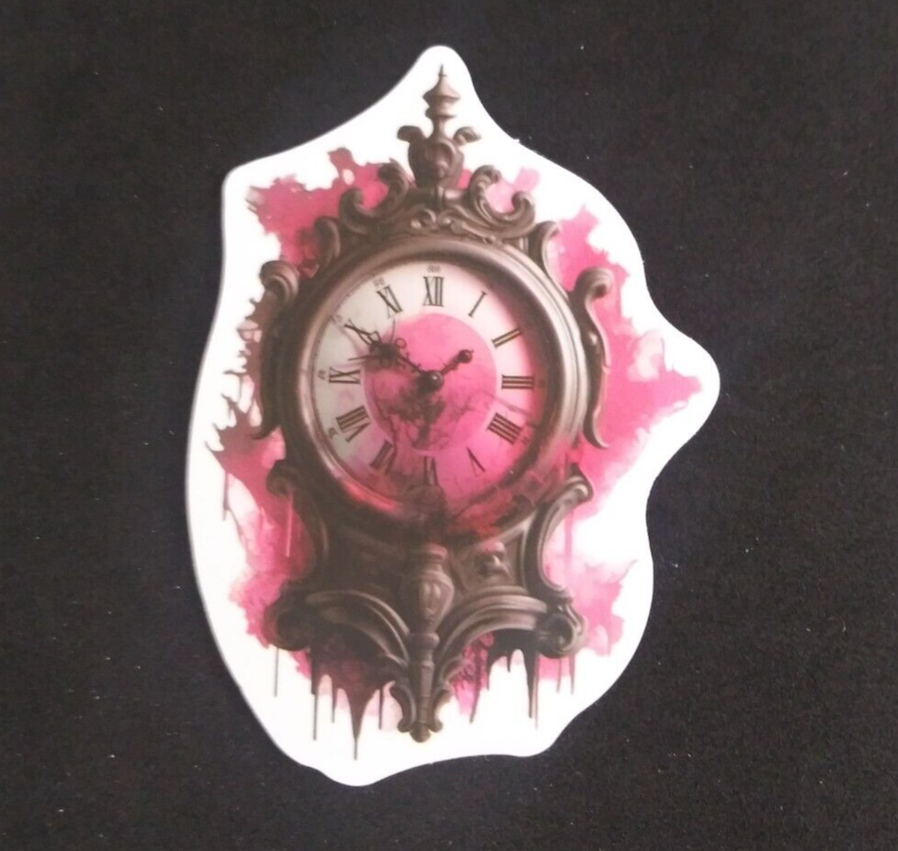 Beautiful Brown & Pink Wall Clock Purple Black Magic Sticker 2.75" x 2 ...
