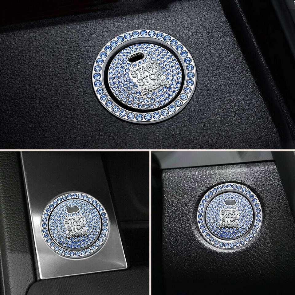 1x Car Interior Button Start Switch Decorative Diamond Ring Cap Cover ...
