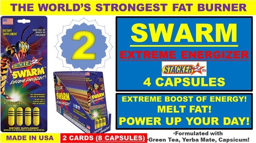 2X STACKER 2 SWARM EXTREME ENERGIZER FAT BURNER INCREASE STAMINA 4CT(8 ...