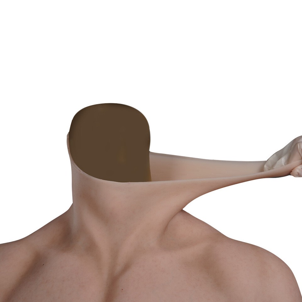 Upgrade with makeup Silicone Fake Chest Muscle Body Suit Oil Free Male ...