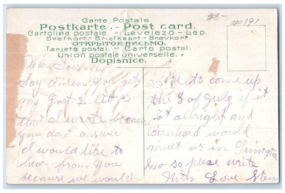 c1910's Susan Name Glitter And Flowers Embossed Posted Antique Postcard ...