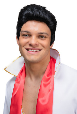 Mens Black Quiff Wig 50s Rock N Roll Pop Star Fancy Dress Rocker Wig ...