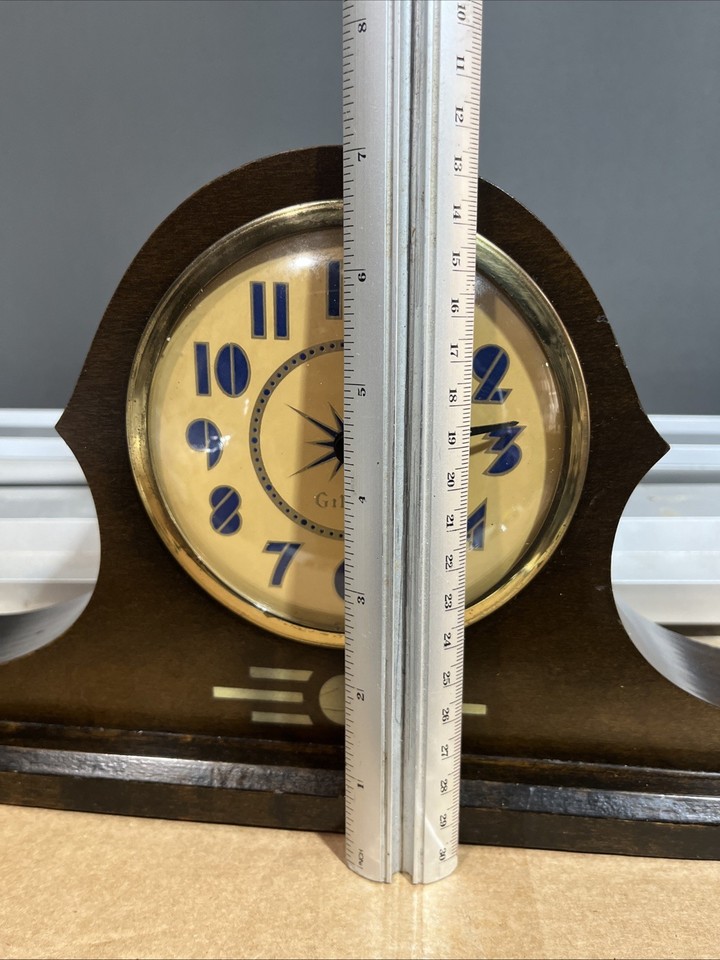 Vintage Gilbert Art Deco wood mechanical, wind up mantle clock USA made ...