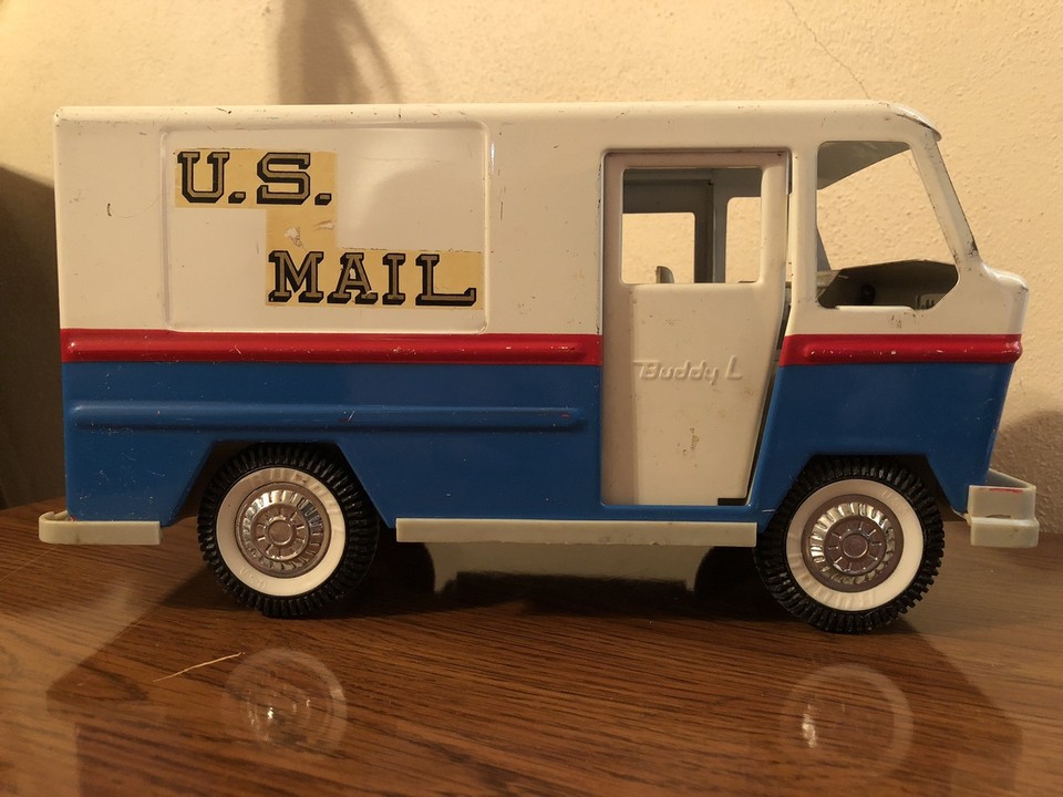 VINTAGE BUDDY L U S MAIL DELIVERY TRUCK VAN PRESSED STEEL PLASTIC USPS ...