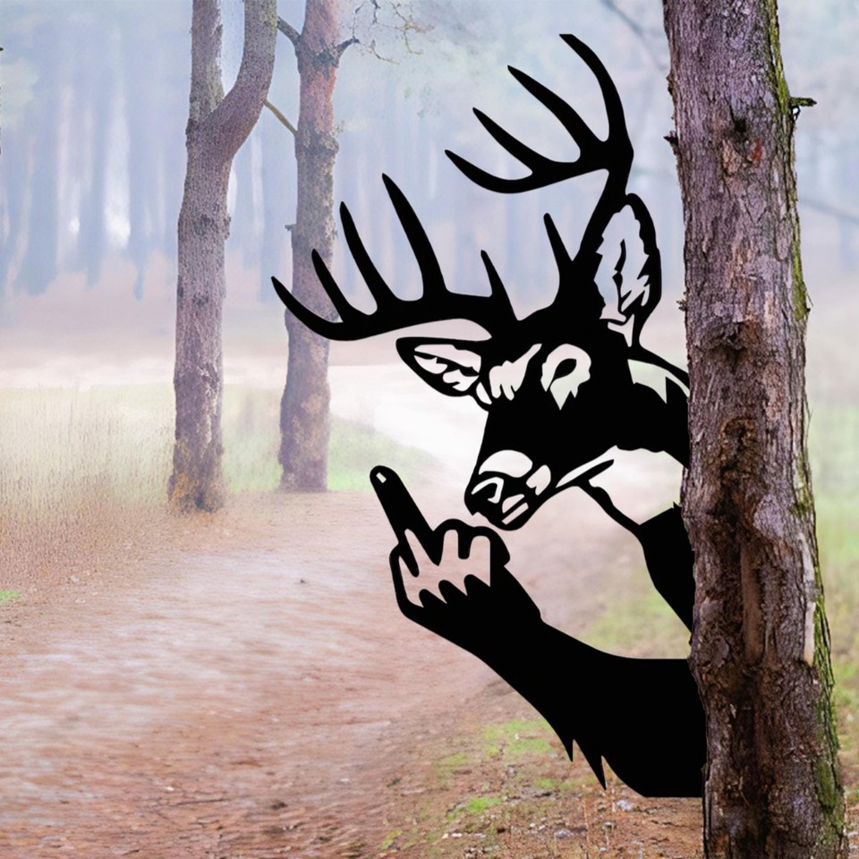 Peek-a-Boo Flipping Off Deer Metal Sign, Funny Deer Decor, | eBay