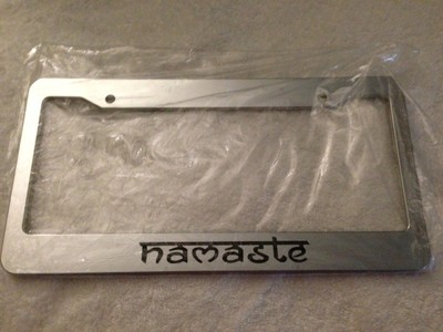 Namaste Yoga- CHROME LICENSE plate frame long life bikram look peace ...