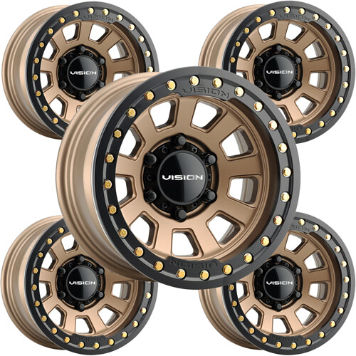 (Set-5) Vision 350 Ojos Beadlock 15x8 5x4.5" -28mm Bronze Wheels Rims ...