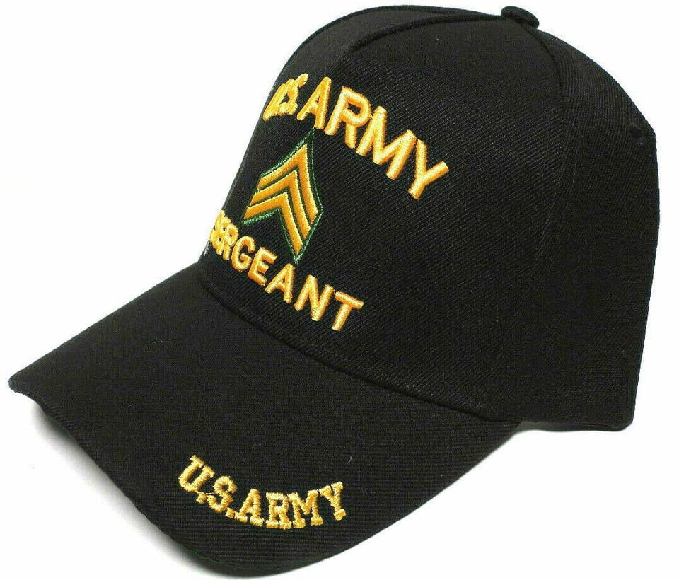 Army Sergeant Hat, Black Baseball Cap Army, Military E5 Rank Sargent ...
