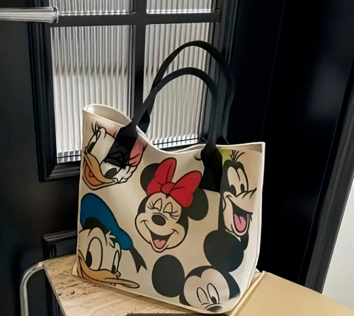 MICKIE MOUSE AND FRIENDS-DISNEY- CANVAS TOTE-ZIPPER-NEXT DAY SHIPPING ...