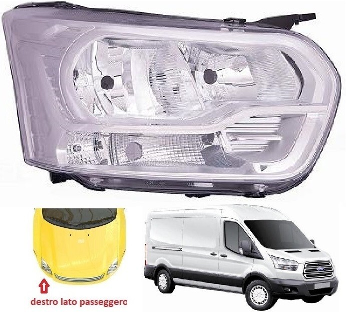 FARO FANALE PROIETTORE DX H7-H15 FORD TRANSIT 2014-2019 PARABOLA ...