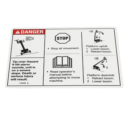 114416GT 114416 OEM Tilt Tip Over Danger Decal fits Genie Lift S-40 S ...