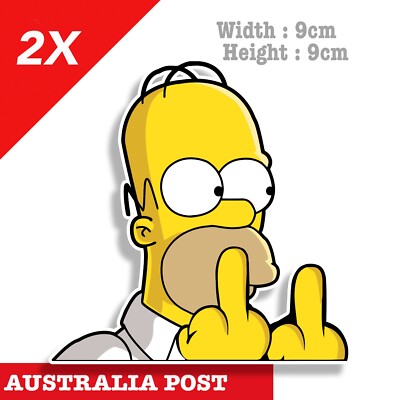 The Simpson Homer middle Finger Funny Car Window Sticker | eBay Australia