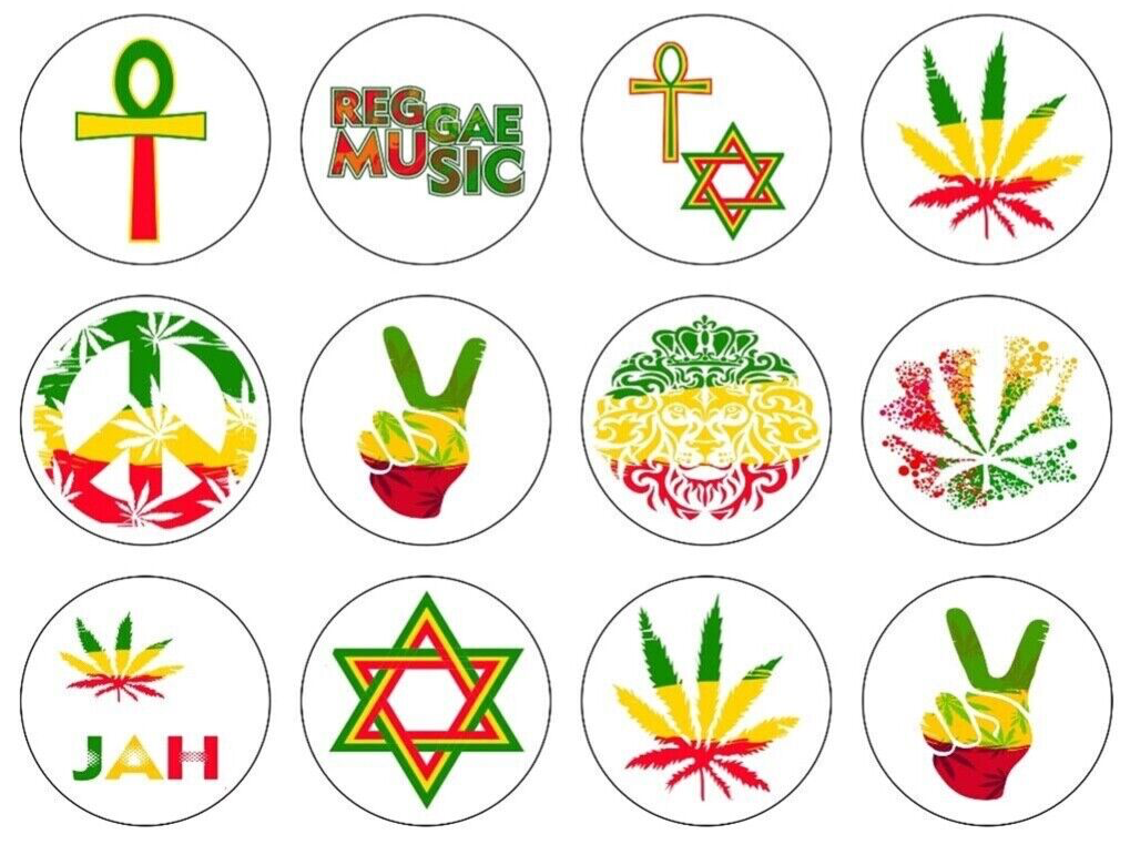 Cake Toppers Reggae Music Rastafarian Rasta 24 Pre-Cut Edible Wafer ...