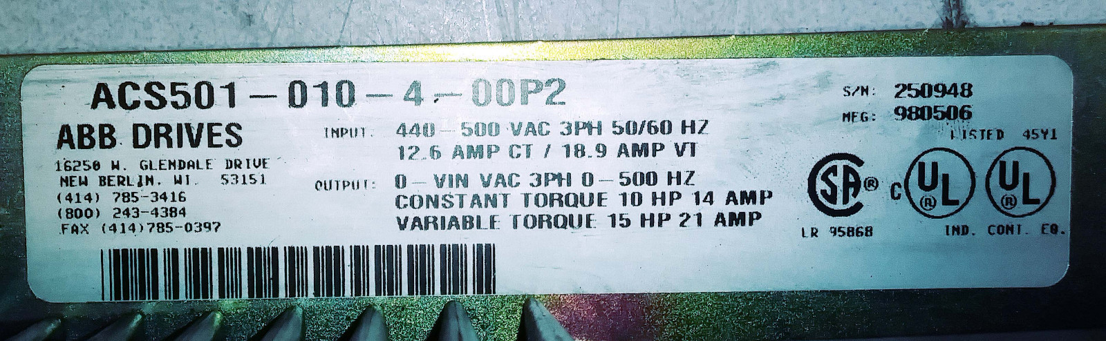 ABB Acs500 Acs501-010-4-00p2 15hp AC Drive for sale online | eBay