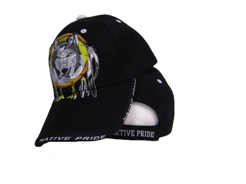 Native American Pride Indian Wolf Dreamcatcher Black Cap Hat | eBay