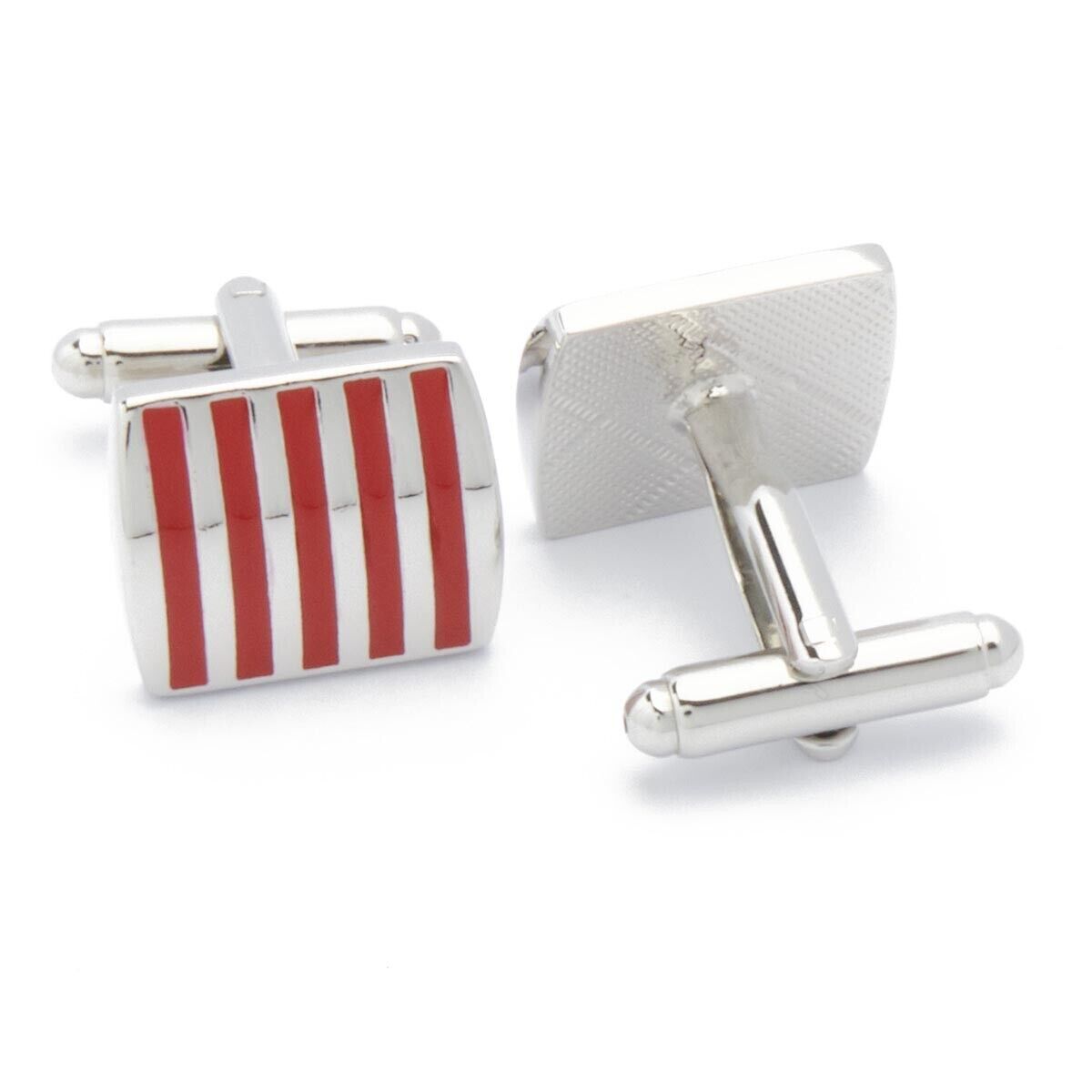 Cufflinks - Red and Silver Lines Square | eBay