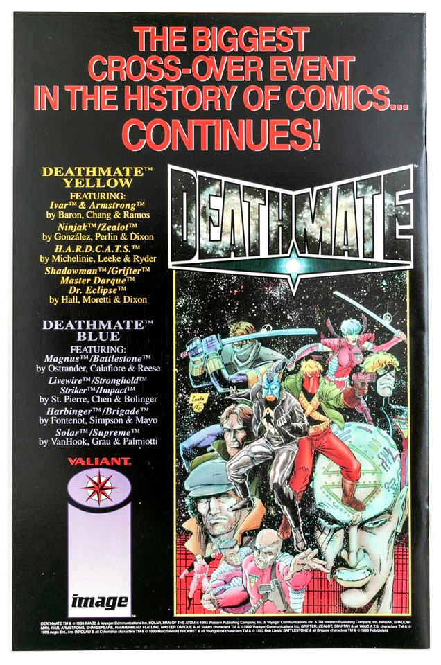 DEATHMATE Lot of 3 Books (1993 Valiant) Prologue, Yellow & Blue Foil ...