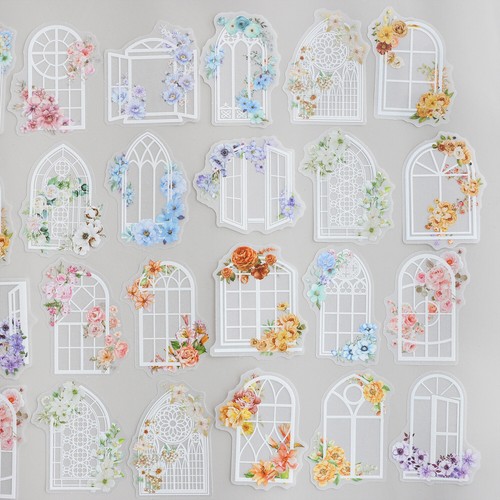 Window Frame Flower Stickers Translucent Paper 20PCS Scrapbooking Paper ...