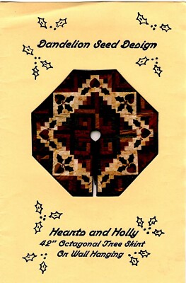 Hearts and Holly Octagonal Tree Skirt Pattern by Dandelion Seed Design ...