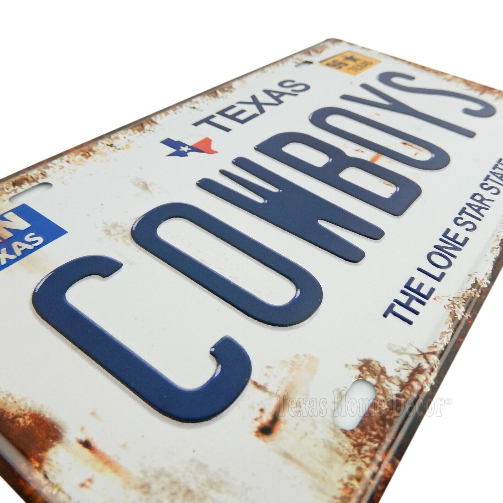 Rustic Dallas Cowboys License Plate Embossed Tin Metal Texas The Lone ...