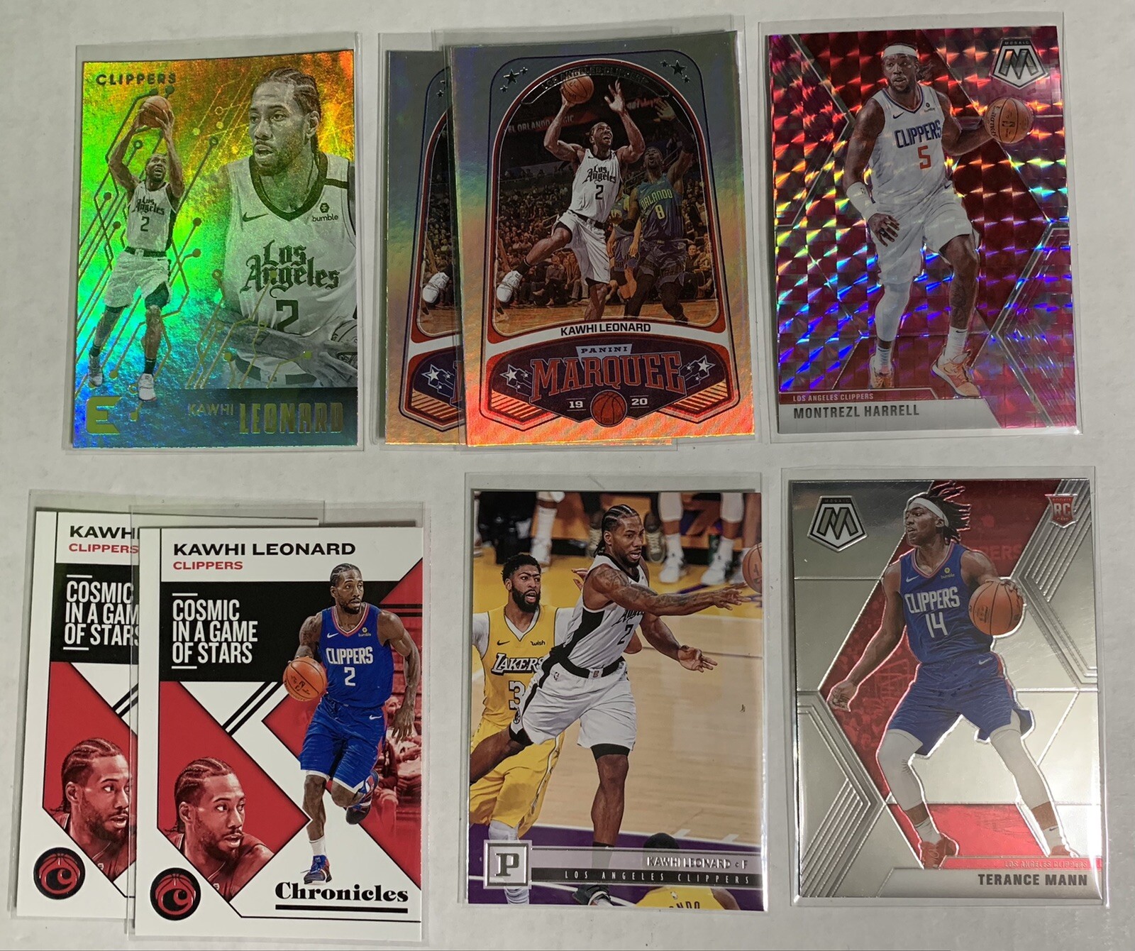 19-20 Panini NBA Basketball Kawhi Leonard, Mann, Harrell Lot of 8 Cards ...