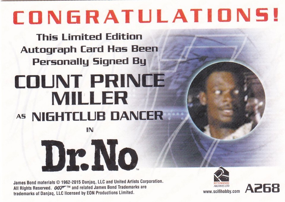 James Bond Autograph Card A268 Count Prince Miller as Nighclub Dancer ...