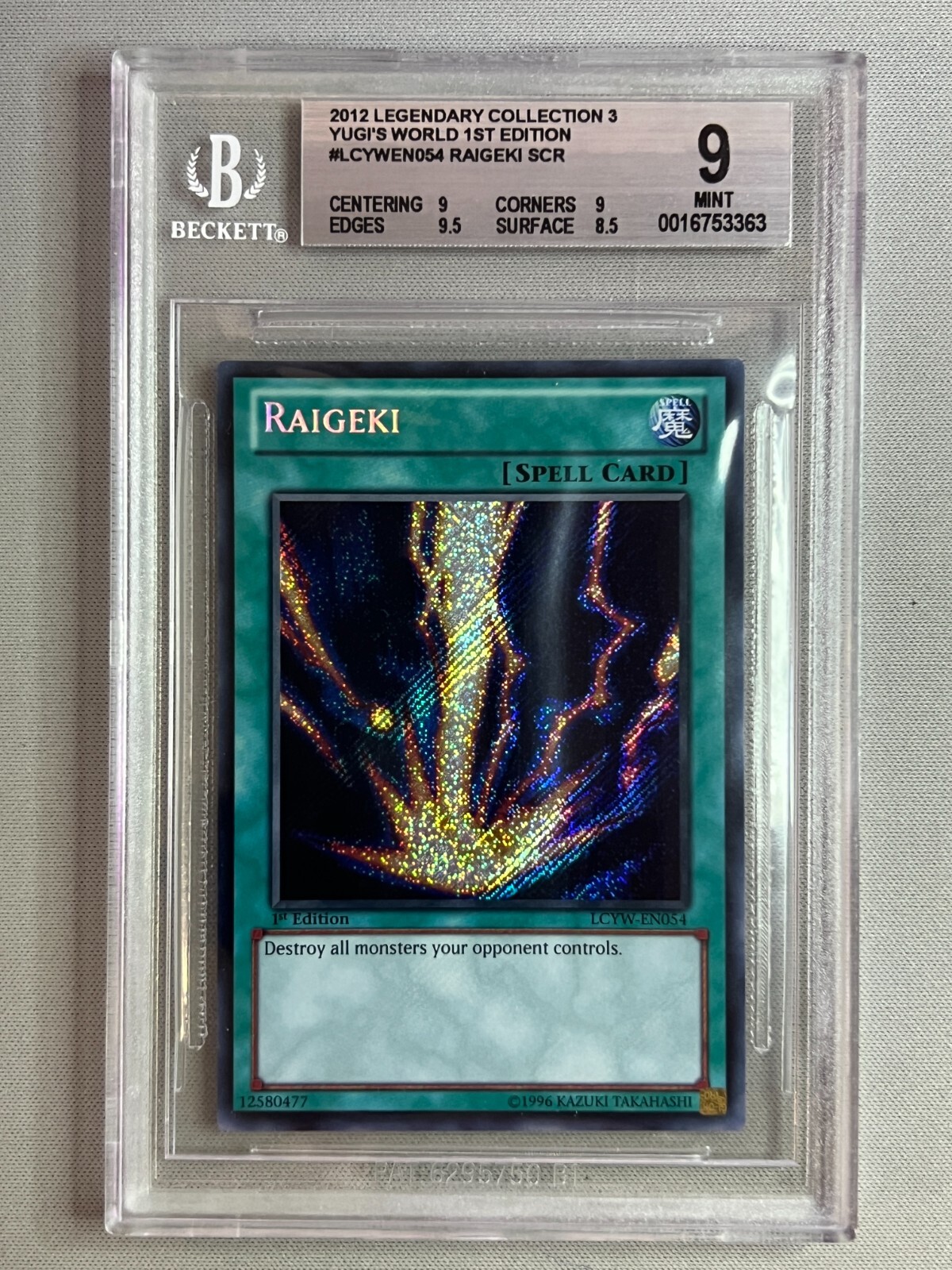 BGS 9 Raigeki SCR 1st Edition LCYW-EN054 2012 YUGIOH Legend Coll. Yugi ...