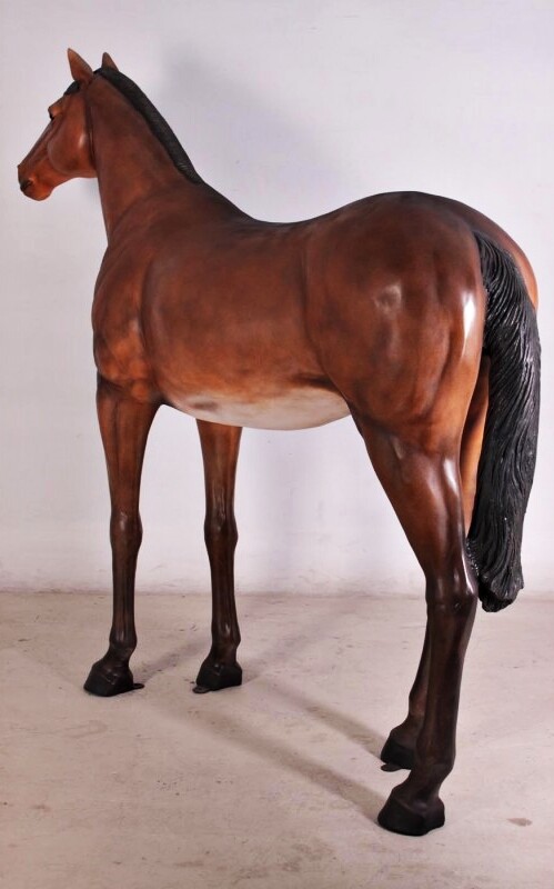 Standing Chestnut Horse Life Size Resin Statue Farm Animal Prop Display ...