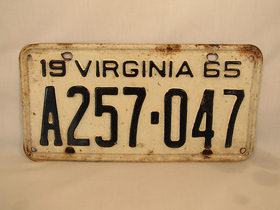 Vintage 1965 Virginia License Plate A257-047 | eBay