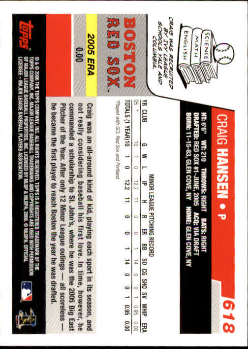 2006 Topps #618 Craig Hansen RC - NM | eBay