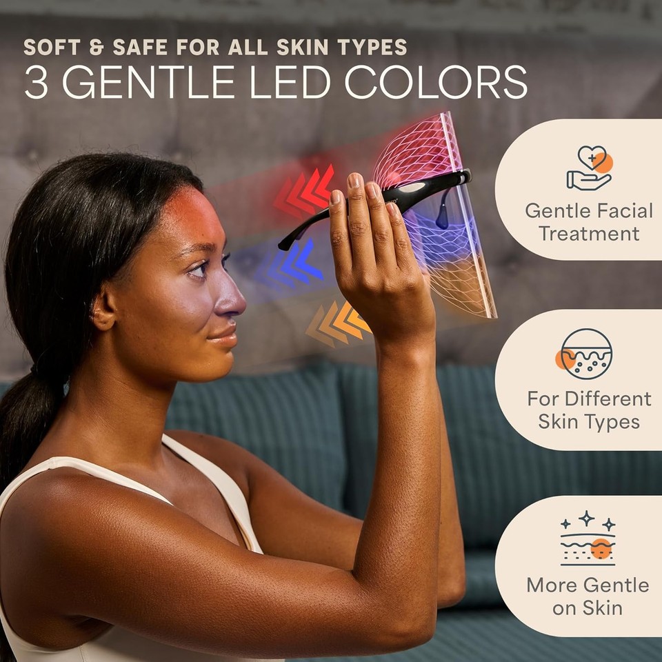 LifePro Silicone Face LED Mask – 3-Color Red Light Therapy for Face ...